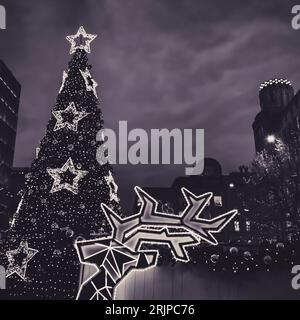 PRAGUE, CZECH REPUBLIC - DECEMBER 8, 2018: Historic buildings in Advent ...