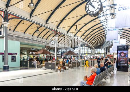 The interior of Newcastle Central railway station, showing the curved ...