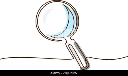 One continuous line illustration of magnifying glass. Continuous line ...