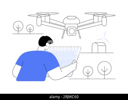 Aerial imagery drones isolated cartoon vector illustrations. Man with ...
