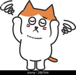 Orange tabby cartoon cat feeling nauseated, vector illustration Stock ...