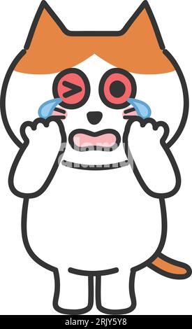 Orange tabby cartoon cat having a heart attack, vector illustration ...