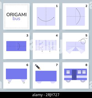 Origami tutorial for kids. Origami cute bus Stock Vector Image & Art ...