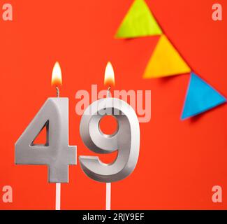 Birthday candle number 49 - Invitation card with yellow background ...