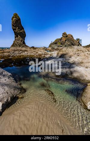Exploring the breccia rock formations of Point of Arches at low tide ...
