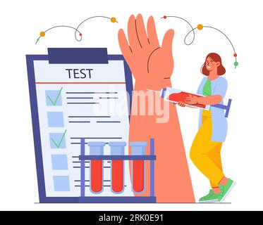 Allergy test on skin of patient, allergology. Tiny people with ...