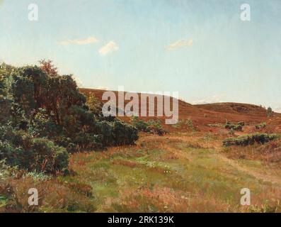 A landscape with heather hills. 1911 by Georg Achen Stock Photo - Alamy