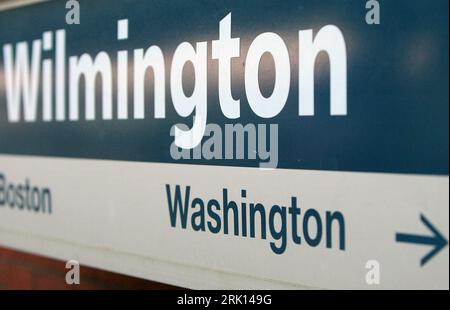 Wilmington to Washington railway station USA Amtrak in black and white ...