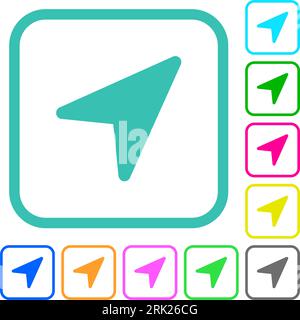 North compass direction vivid colored flat icons in curved borders on ...