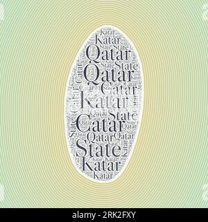 Qatar Logo. Map of Qatar with country name and flag. Stylish vector ...