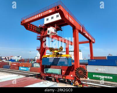 LIANYUNGANG, CHINA - AUGUST 24, 2023 - A China-Europe freight train ...