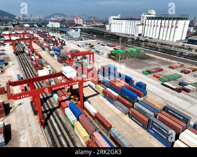LIANYUNGANG, CHINA - AUGUST 24, 2023 - A China-Europe freight train ...