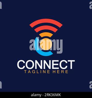Letter c connection logo with signal design vector illustration Stock ...