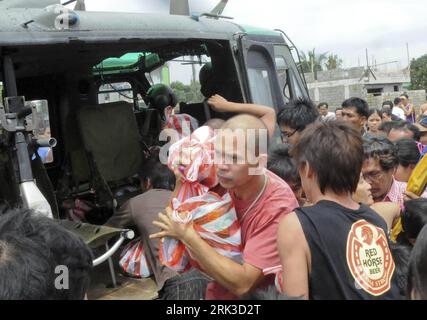 In this handout photo released by the Philippine Air Force, a ...