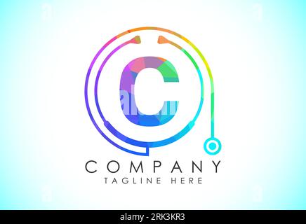 Initial English alphabet with doctor stethoscope. Vector stethoscope ...