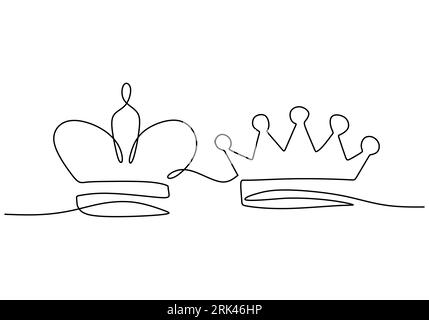 Crown linear background. One continuous line drawing of crown. Vector ...