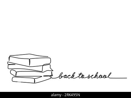 Simple single line drawing of books on the table. Line art design for ...