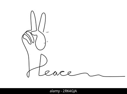 International peace day.Continuous line drawing. Lettering on white ...