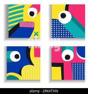 Punchy seamless pattern set isolated on white background Stock Vector ...