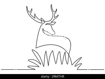 Deer continuous one line drawing vector illustration Stock Vector Image ...