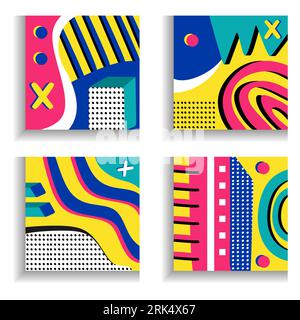 Punchy seamless pattern set isolated on white background Stock Vector ...