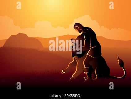 Biblical vector illustration series, Samson held the pillars of the ...