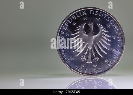 10 euro silver coin with german federal eagle Stock Photo - Alamy