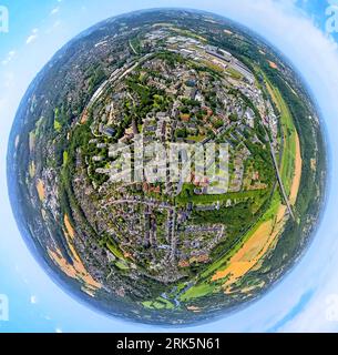 Aerial view, town view of Welper, globe, fisheye photo, 360 degree ...
