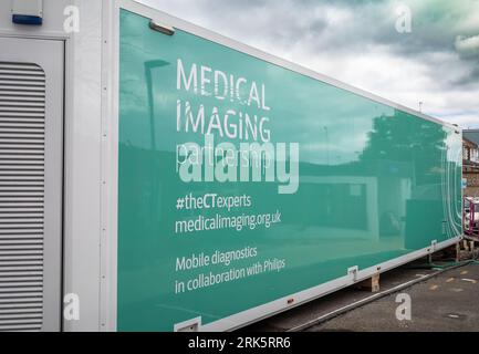 Mobile MRI scanning unit in a hospital car park horizontal view Stock ...