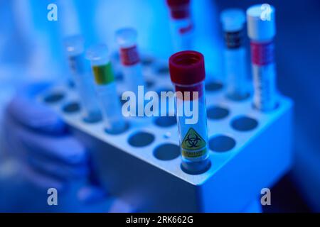 Special laboratory box with test tubes Stock Photo - Alamy