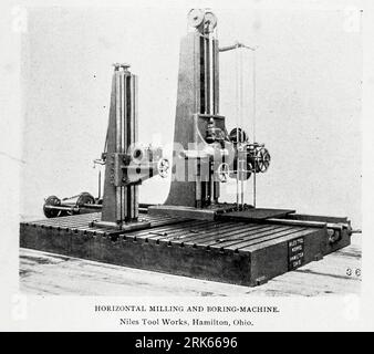 Industrial planing tool, 19th century. Illustration of a worker using a ...
