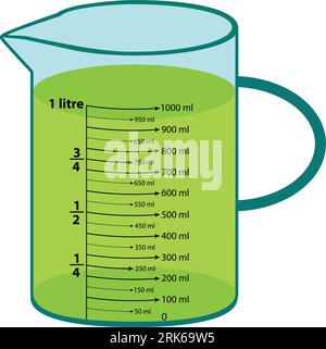 Scale measuring jug 1000ml. with measuring scale. Beaker for chemical experiments in the ...
