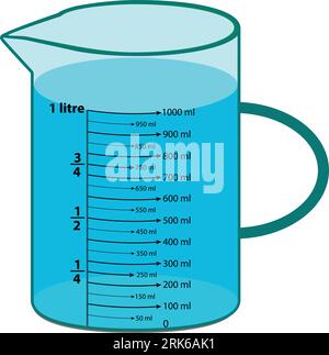 Scale measuring jug 1000ml. with measuring scale. Beaker for chemical experiments in the ...