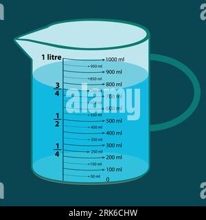 Scale measuring jug 1000ml. with measuring scale. Beaker for chemical ...