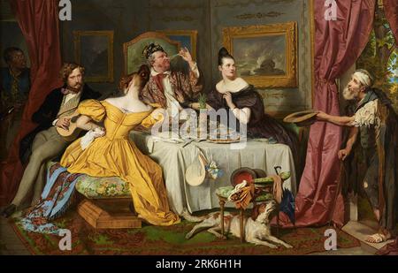 Banquet of a rich glutton. Oil on canvas. 1836. Creator: Josef ...