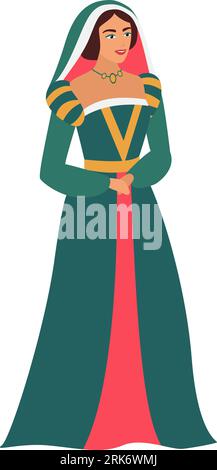 Medieval woman in luxury clothes. Women dressing in medieval society ...