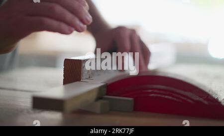 Detail of Sawing Machine at Work, Trimming Wood in Carpentry Workshop ...