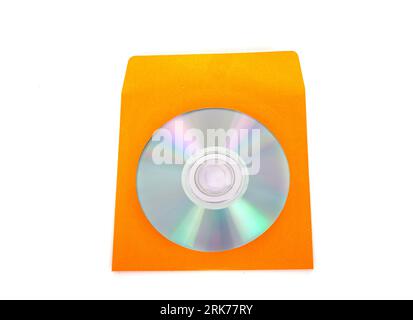 compact disk and envelope in front of white background Stock Photo - Alamy