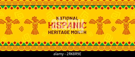Mayan aztec totems and national hispanic heritage month festival banner ...