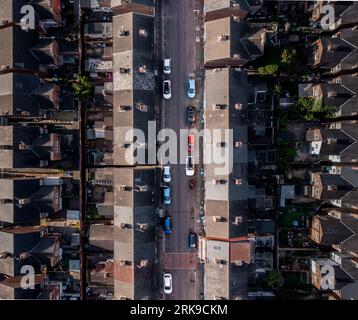 aerial view of back-to-back housing in Oldham, Manchester Stock Photo ...
