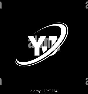 YJ Y J letter logo design. Initial letter YJ linked circle uppercase ...