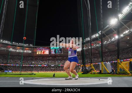 Great Britain’s Anna Purchase competes in the Hammer Throw final on day ...