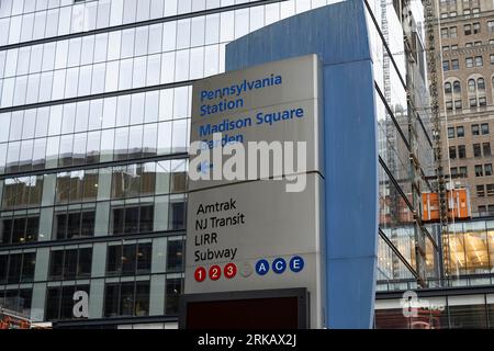 Amtrak Station sign for trains in the USA California America Stock ...