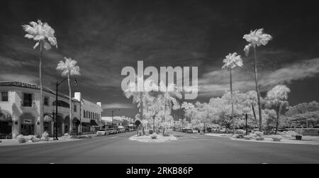 Infrared Red image of downtown Vencie Avenue in Venice Florida USA ...