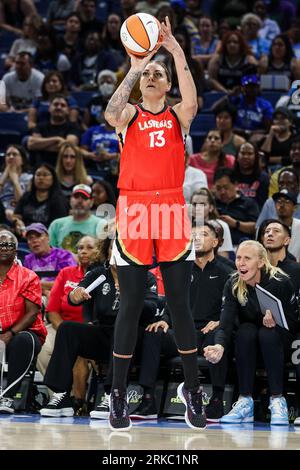 Chicago, USA. 24th Aug, 2023. Chelsea Gray (12 Las Vegas Aces) reacts ...