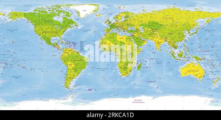 German language Political map of the world Equal earth projection Stock ...