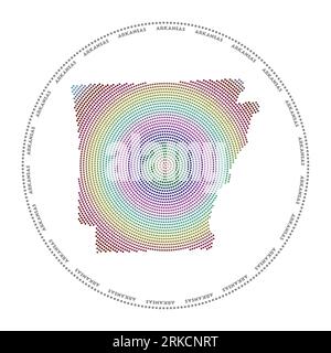 Arkansas dotted map. Digital style shape of Arkansas. Tech icon of the ...