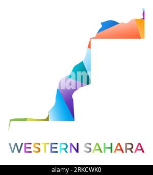 Vector polygonal Western Sahara map. Vibrant geometric country in low ...