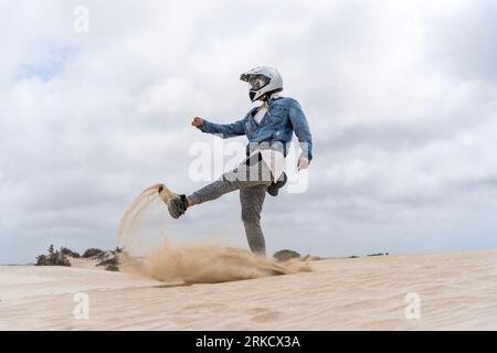 Sand kicking action shot at Lancelin Sand Dunes Stock Photo - Alamy