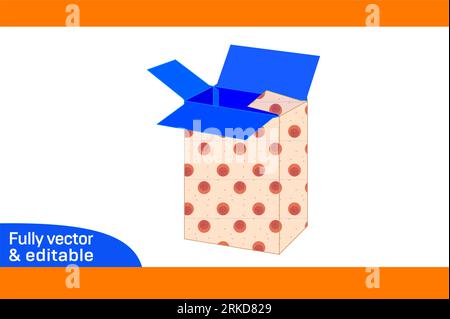 Packaging Auto bottom lock Tuck top box Die line template and 3D box ...